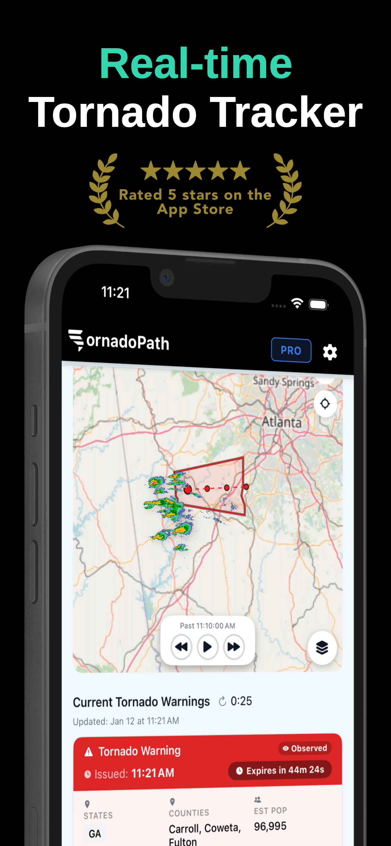 Tornado Tracker Mobile App | iOS & Android | Tornado Path