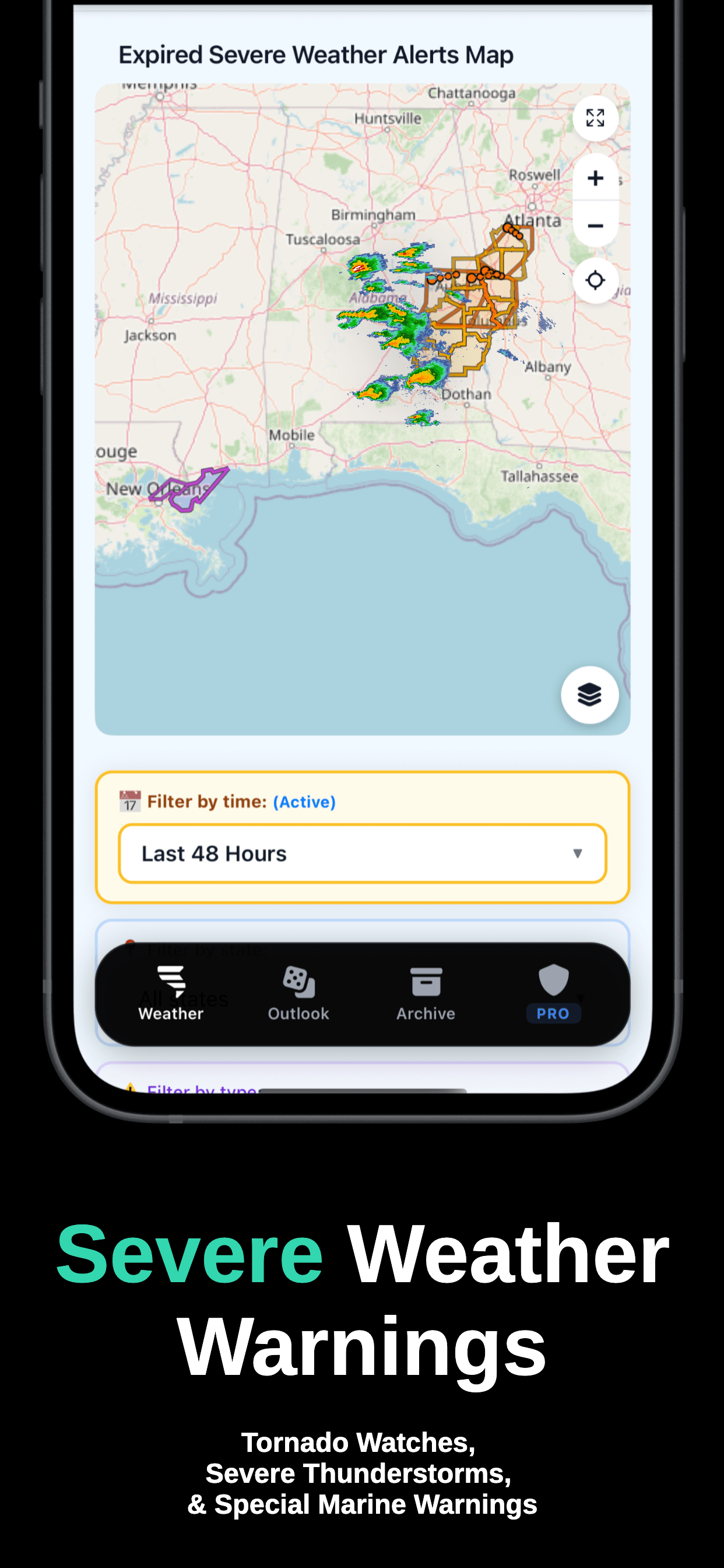 Tornado Tracker Mobile App | iOS & Android | Tornado Path
